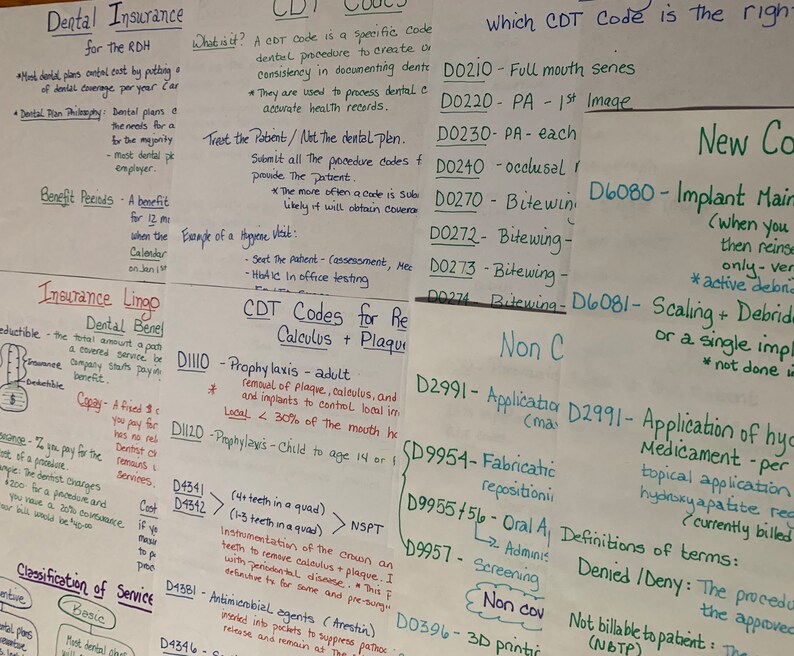 Dental Insurance CDT Codes Study Sheets (PDF Download)! - Etsy