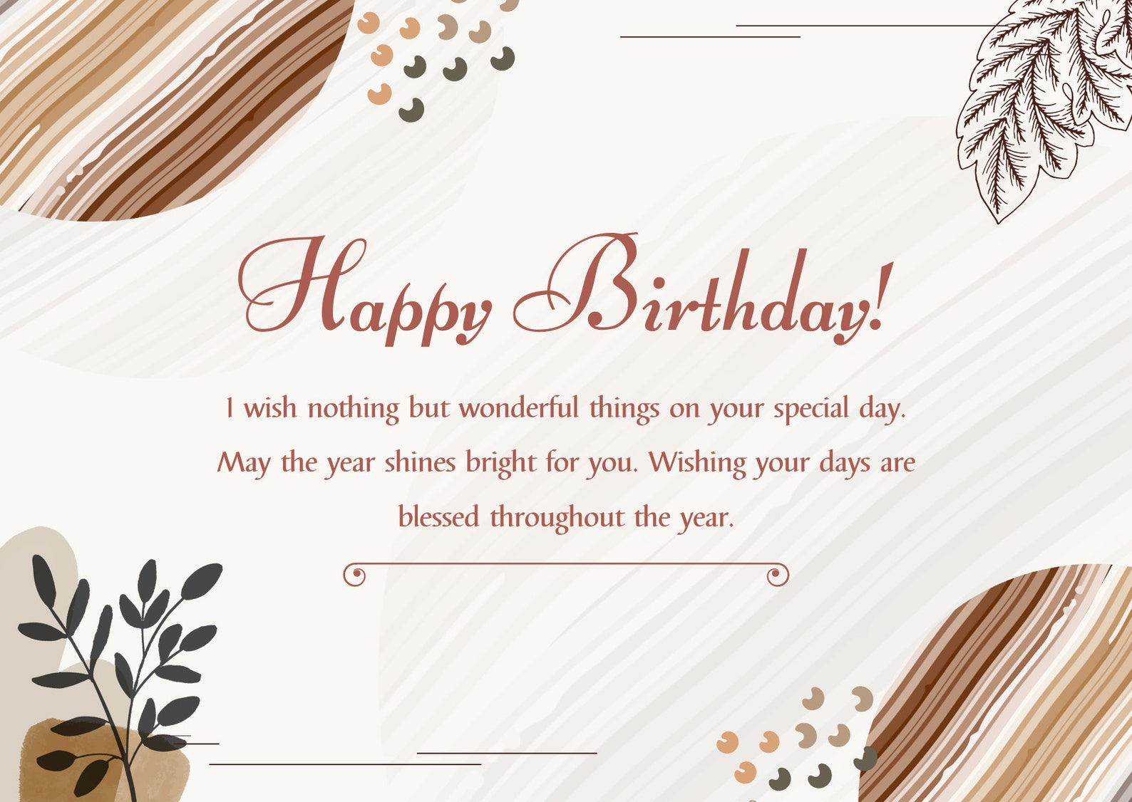 Brown Natural Happy Birthday Wish Card - Etsy