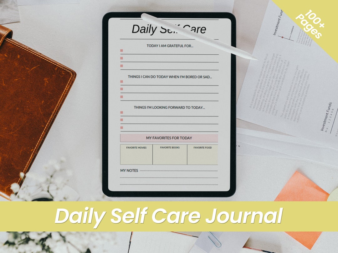 Daily Self Care Journal Digital Journal Planner Notebook - Etsy