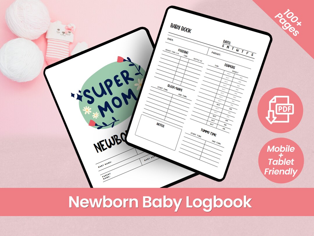 New Born Baby Logbook & Journal, Digital Journal Planner Notebook, Gift ...