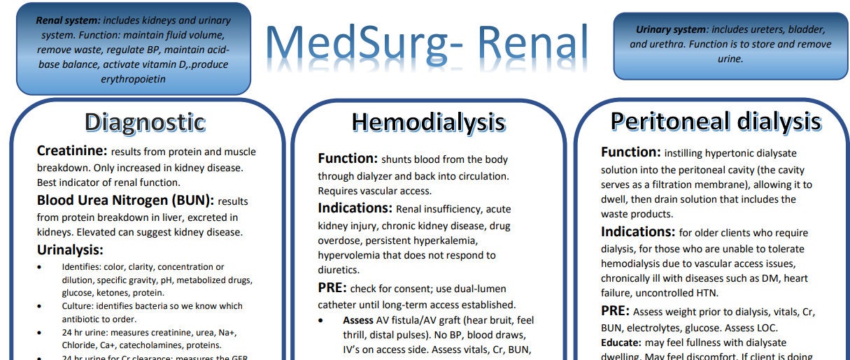 Renal System Medsurg, NOTES. Quick NURSING Guide to the Renal and ...