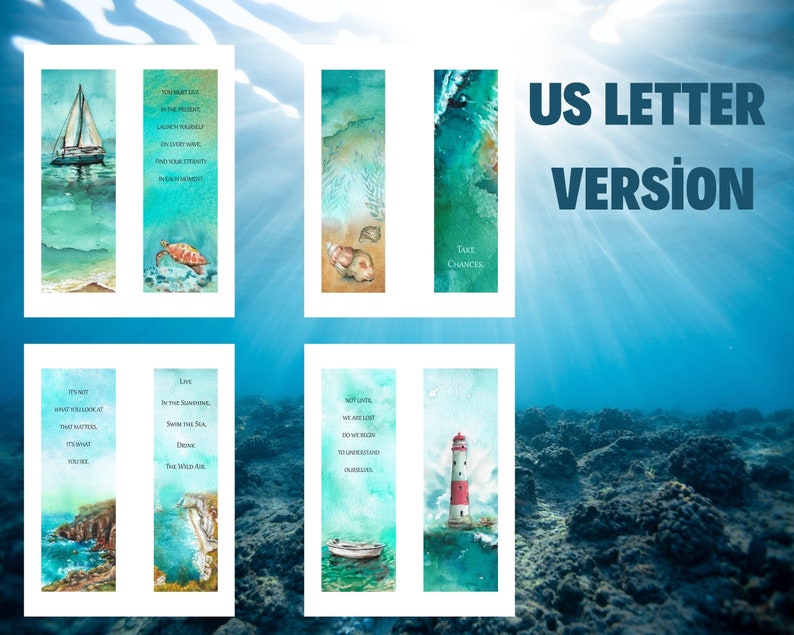 8 Oceans Bookmarks, Printable Bookmarks for Kids, Digital Bookmarks ...