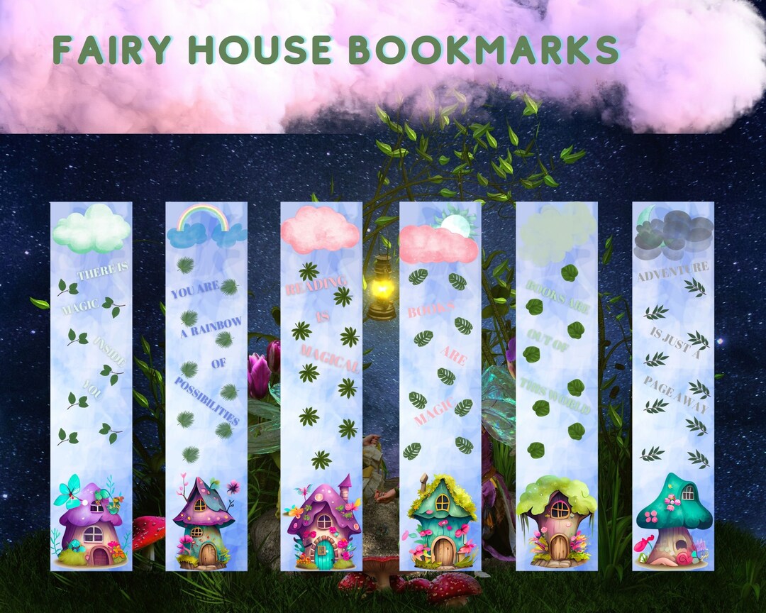 Fairy House Bookmarks, Printable Bookmarks for Kids, Digital Bookmarks ...
