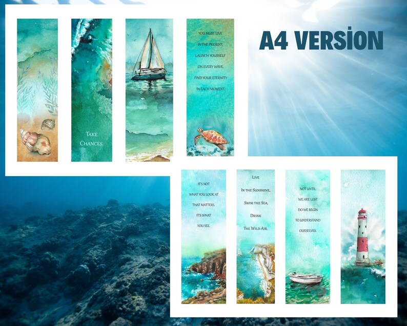 8 Oceans Bookmarks, Printable Bookmarks for Kids, Digital Bookmarks ...
