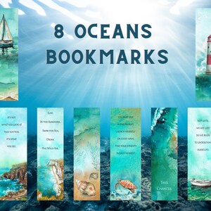 8 Oceans Bookmarks, Printable Bookmarks for Kids, Digital Bookmarks ...