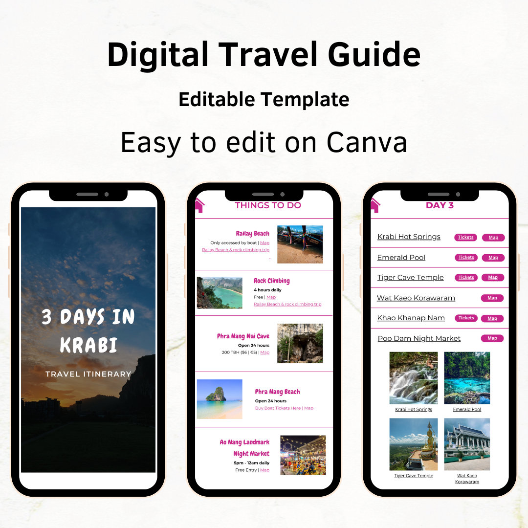EDITABLE Travel Itinerary Template, Edit on Canva Template, Digital ...
