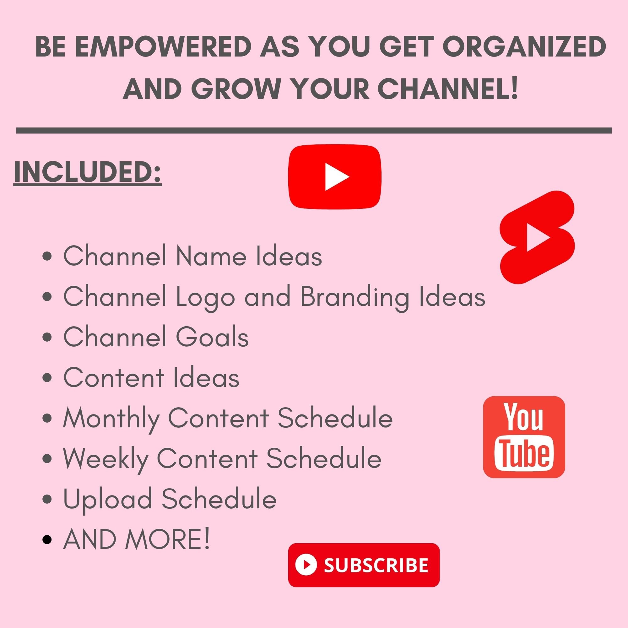 Youtube Content Planner, Social Media Organization (printable ...