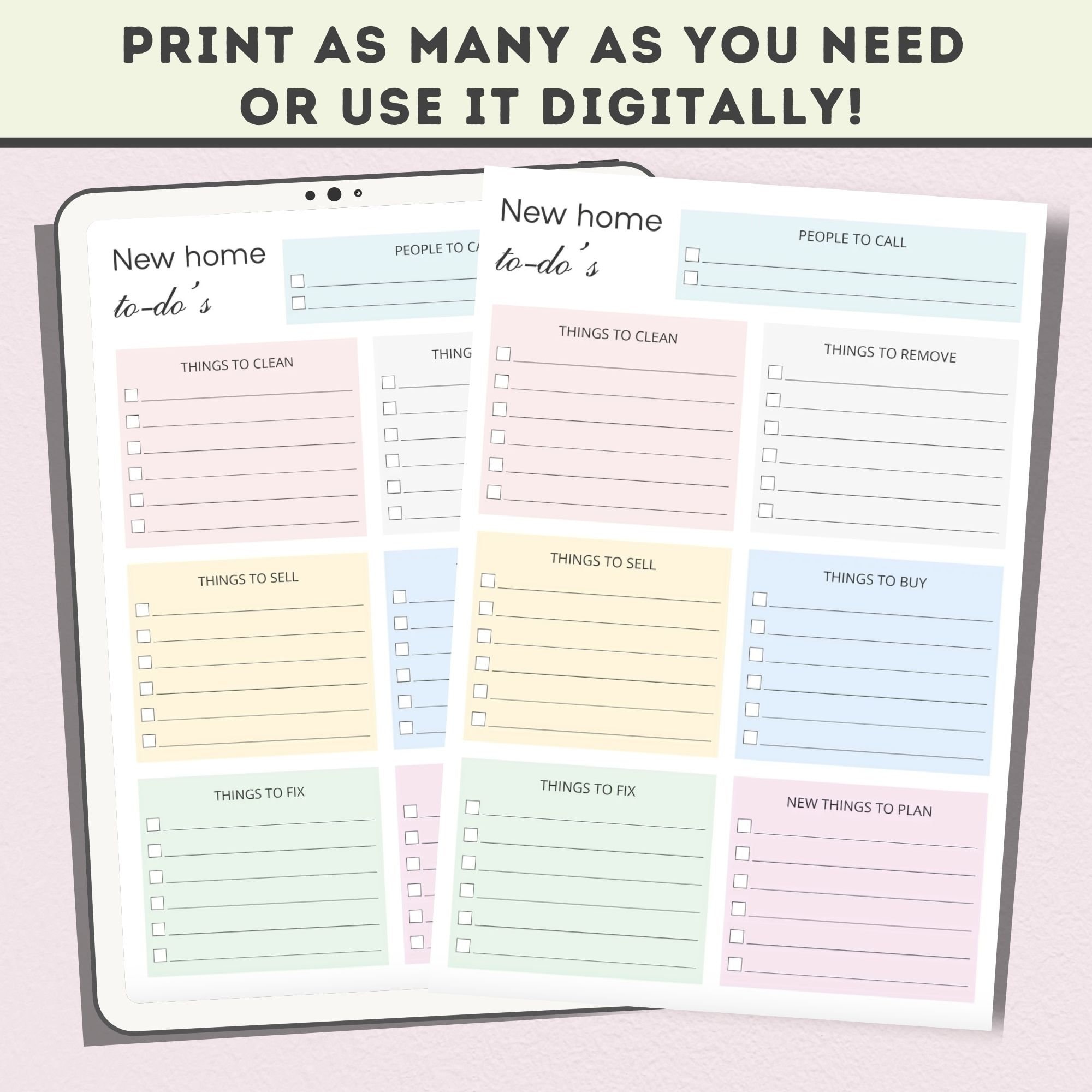 Printable & Editable New Home Checklist, New Home, New Home To-do List ...