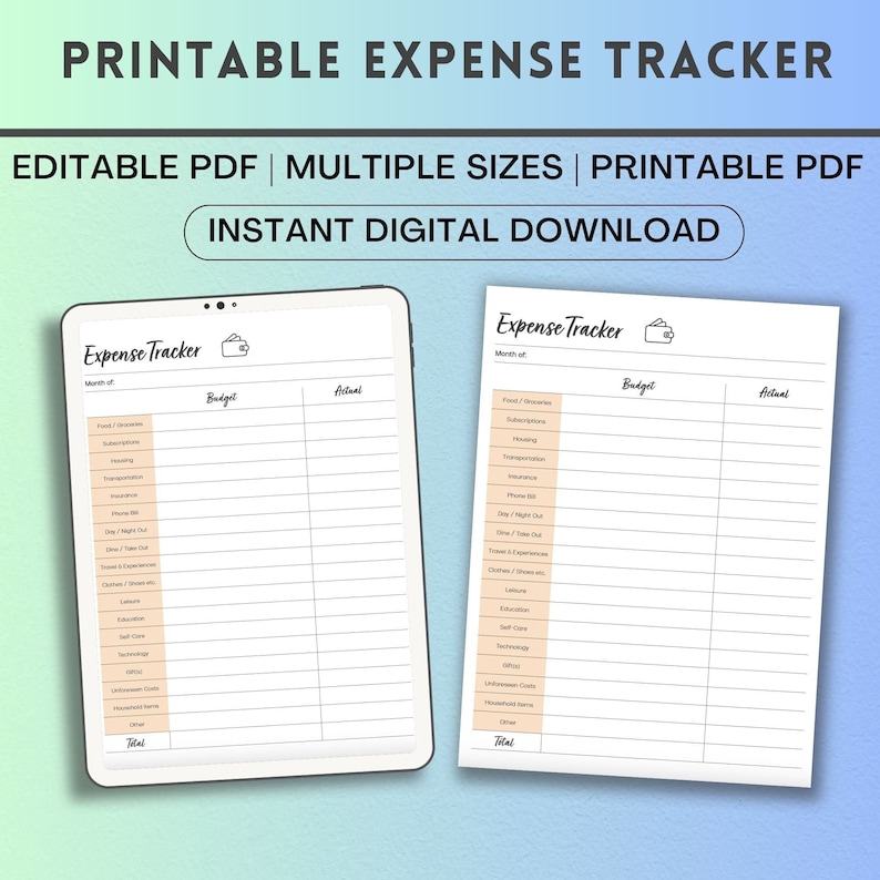 Expense Tracker, Printable & Editable Expense Checklist, Expense ...
