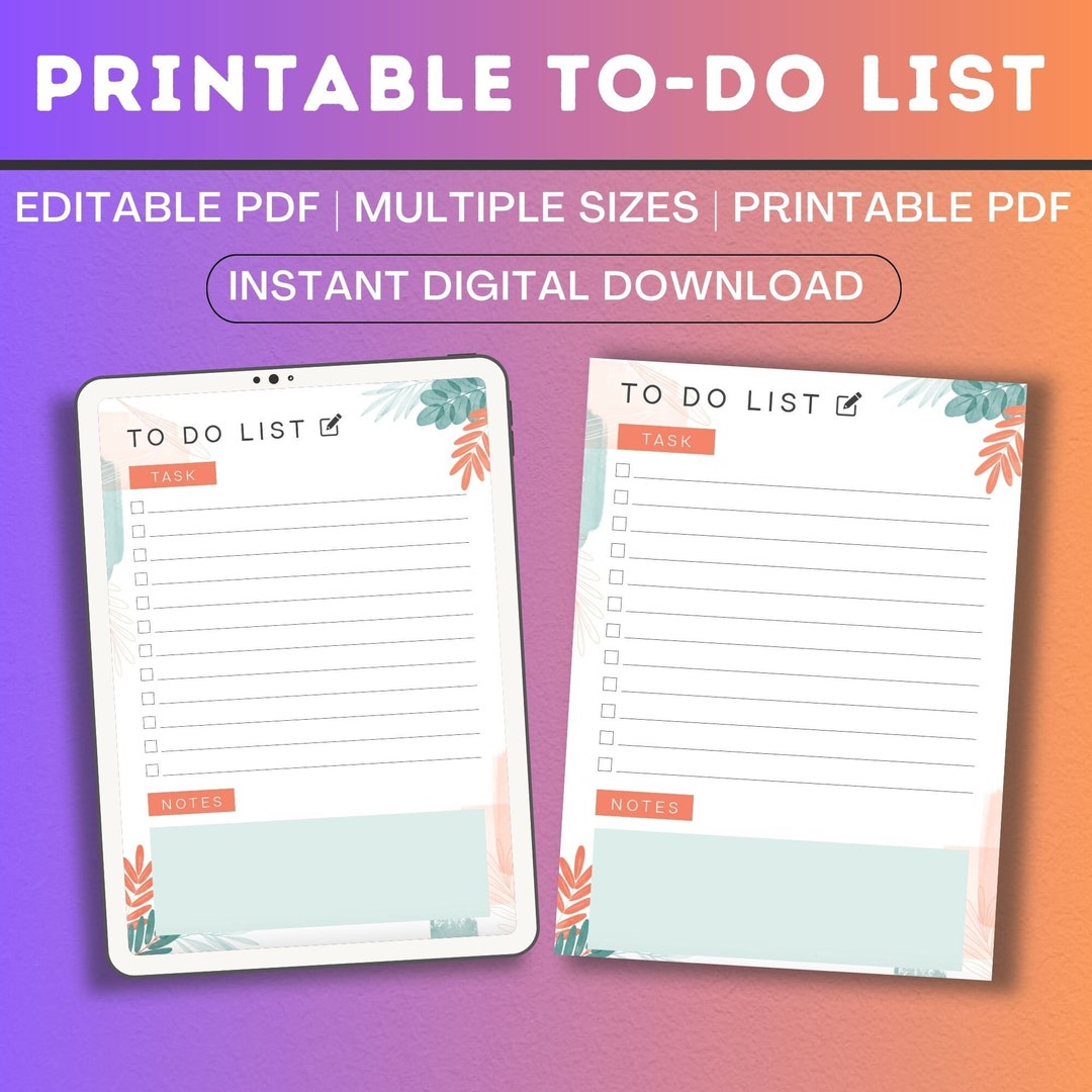 To-do List Template, Printable & Editable To-do List Template ...