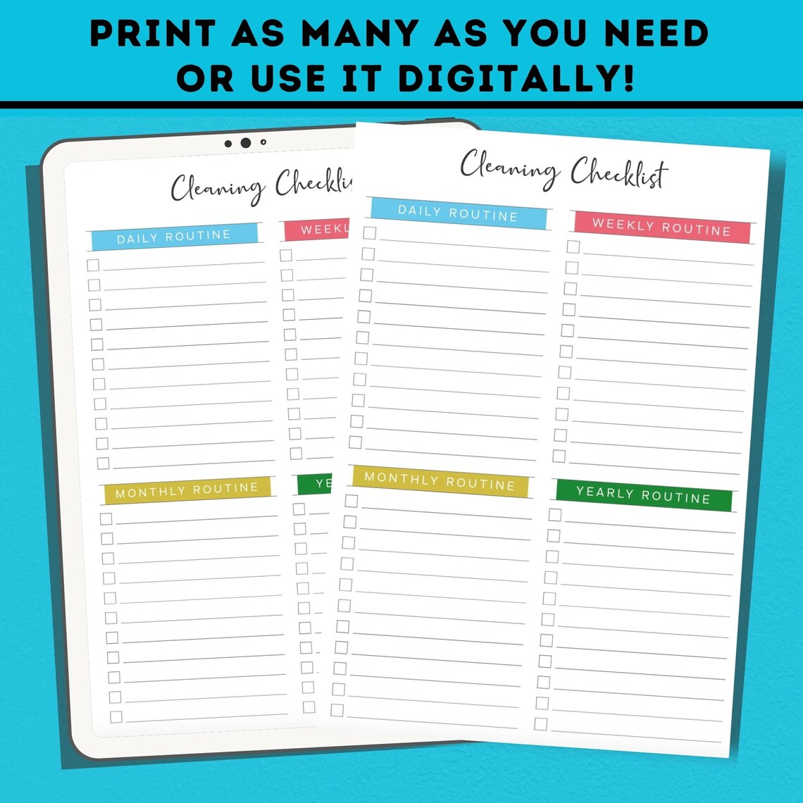 Printable & Editable Cleaning Checklist, Cleaning Template, Cleaning ...