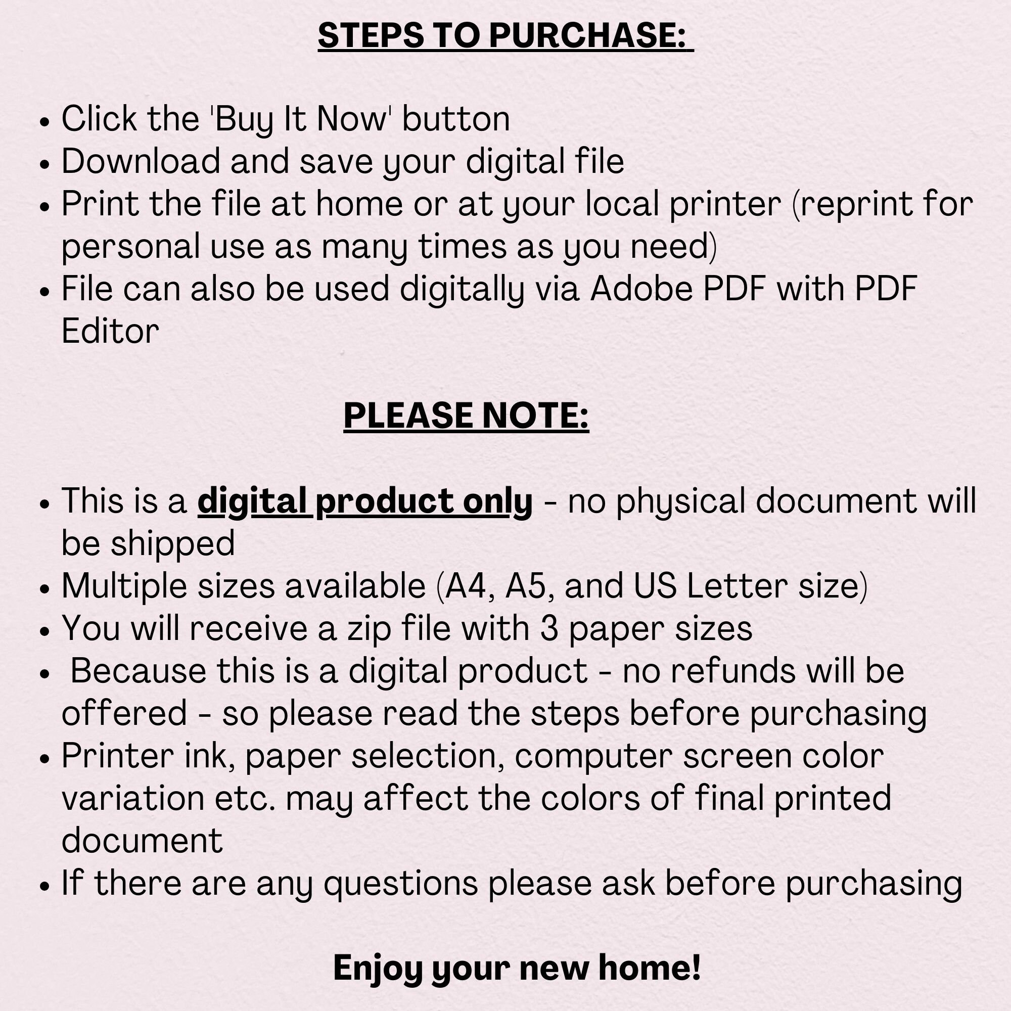 Printable & Editable New Home Checklist, New Home, New Home To-do List ...
