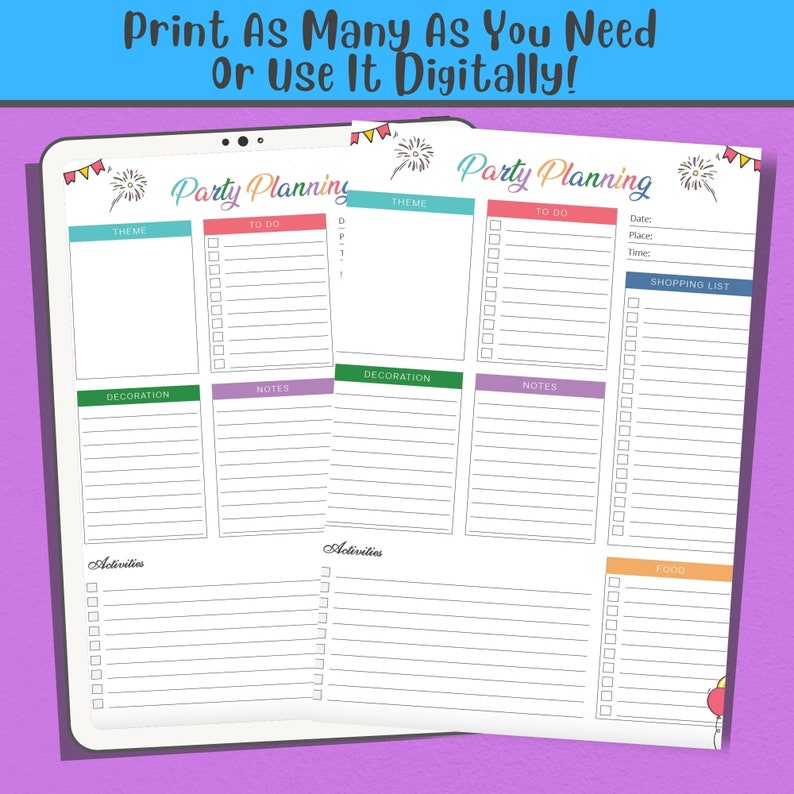 Party Planning Template, Party Checklist, Printable & Editable Party ...