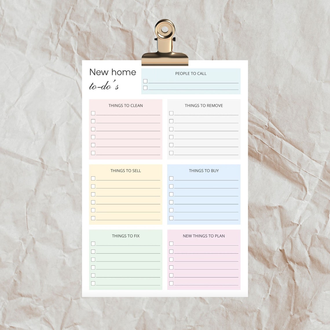 Printable & Editable New Home Checklist, New Home, New Home To-do List ...