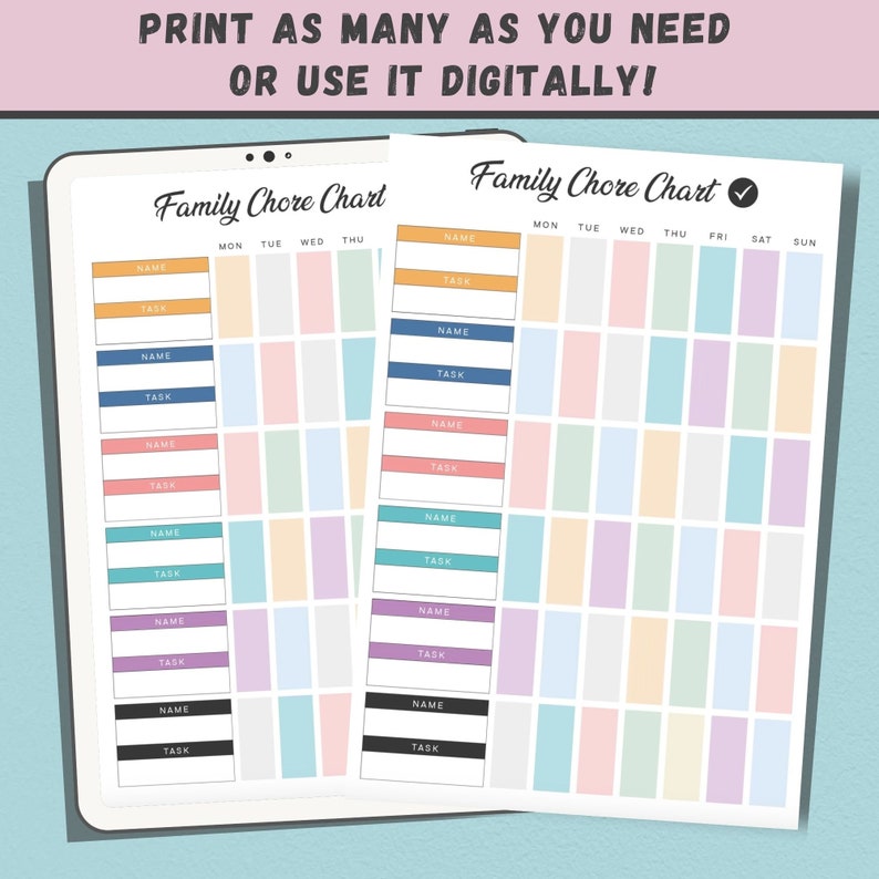 Family Chore Chart, Printable & Editable Chore Checklist, Chore ...