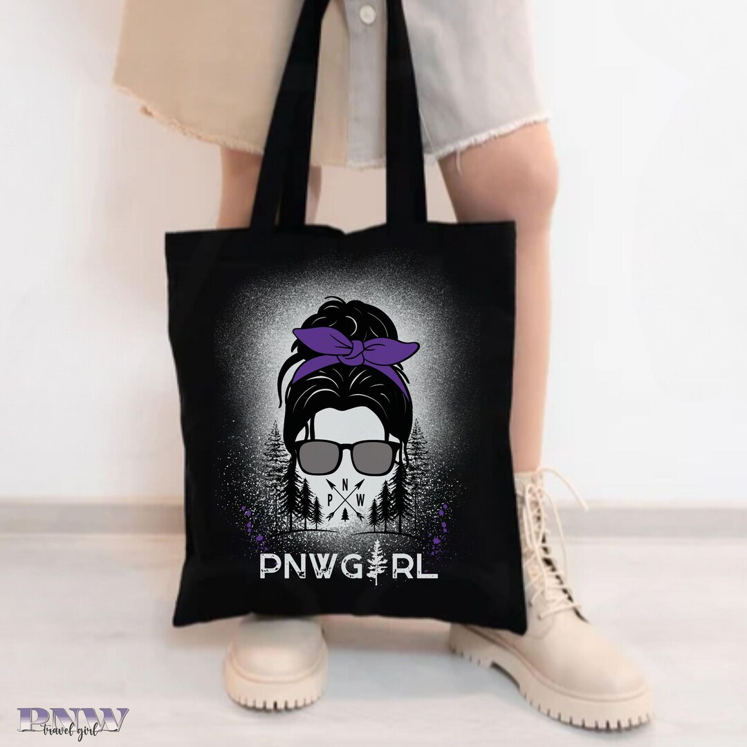 PNW Girl Messy Bun Tote Bag for PNW Travel Gift, Pacific Northwest ...