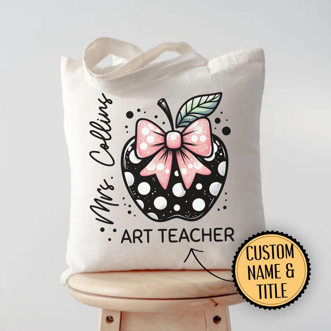 Custom Name Teacher Book Bag for Back to School Gift, Art Teacher Tote ...