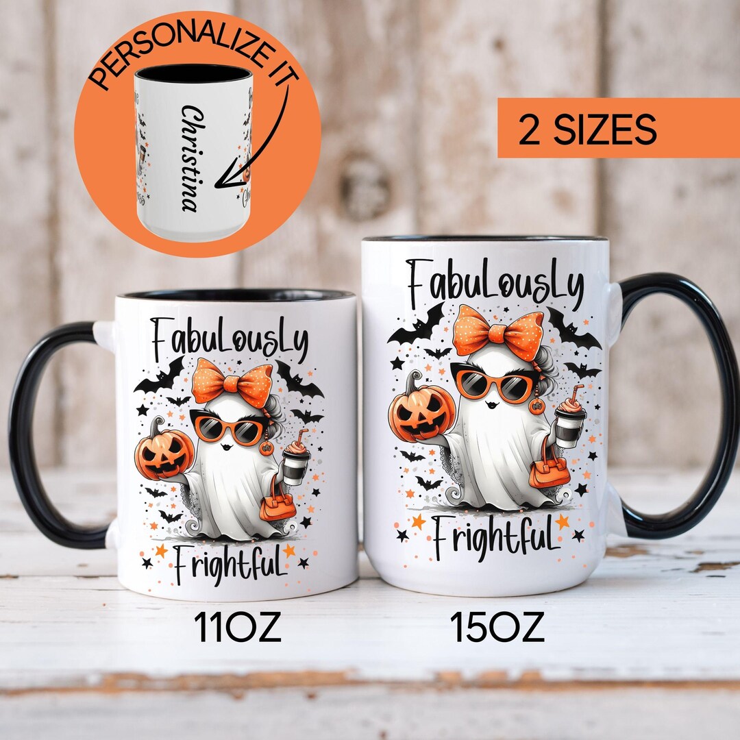 Custom Cute Boo-jee Ghost Coffee Mug, Punny Girl Boss Cup, Girly ...