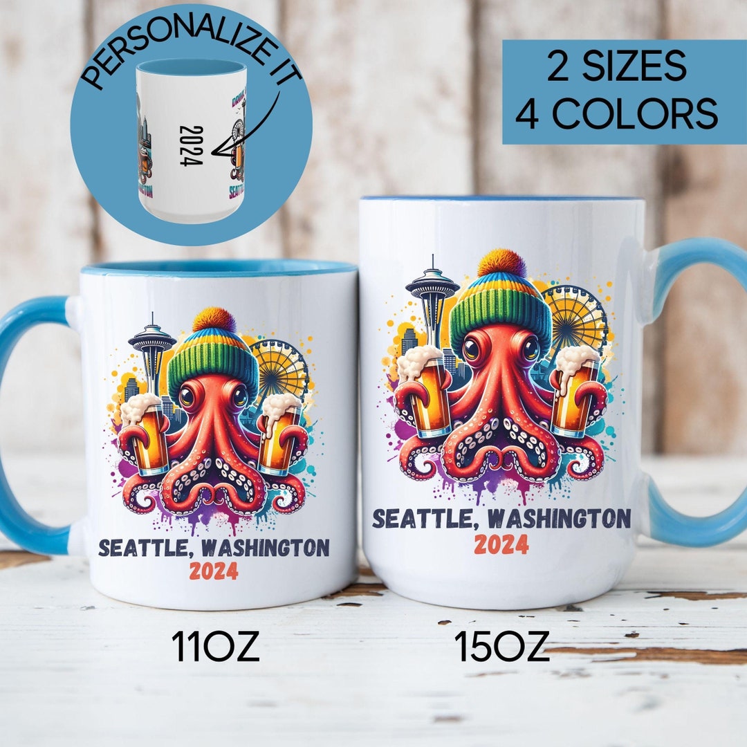 Custom Seattle Coffee Mug, Group Vacation Souvenir, PNW Travel Gift ...