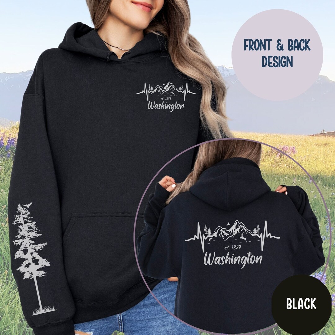 Washington State Hoodie, PNW Hiking Sweatshirt, Outdoor Adventure ...