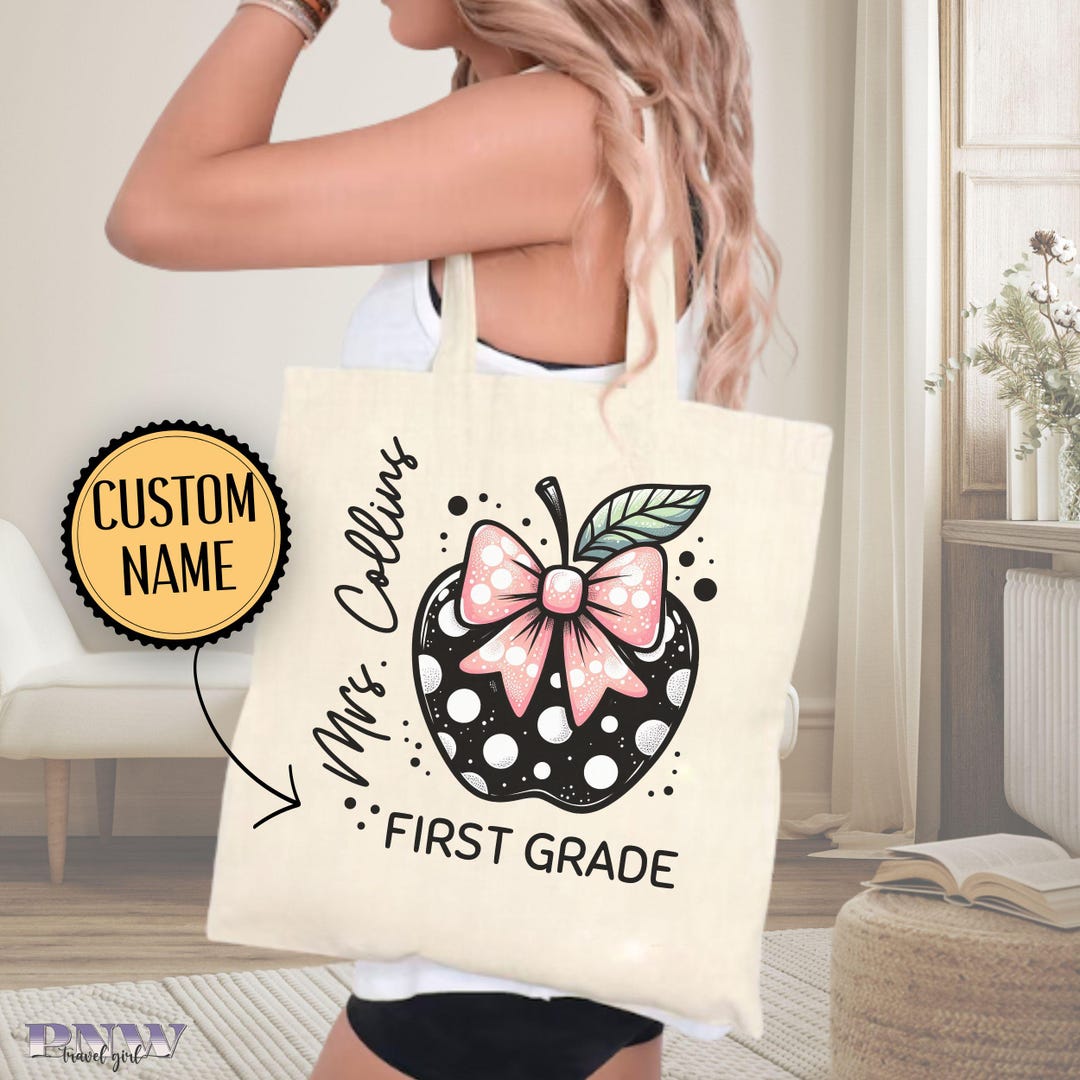 Custom Name Teacher Book Bag for Back to School Gift, First Grade ...