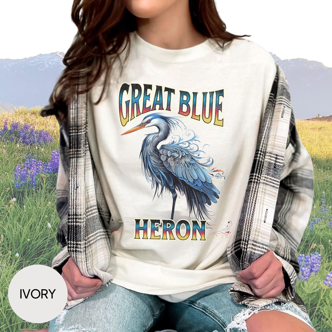 PNW Great Blue Heron Shirt for Bird Lover, Pacific Northwest Heron ...