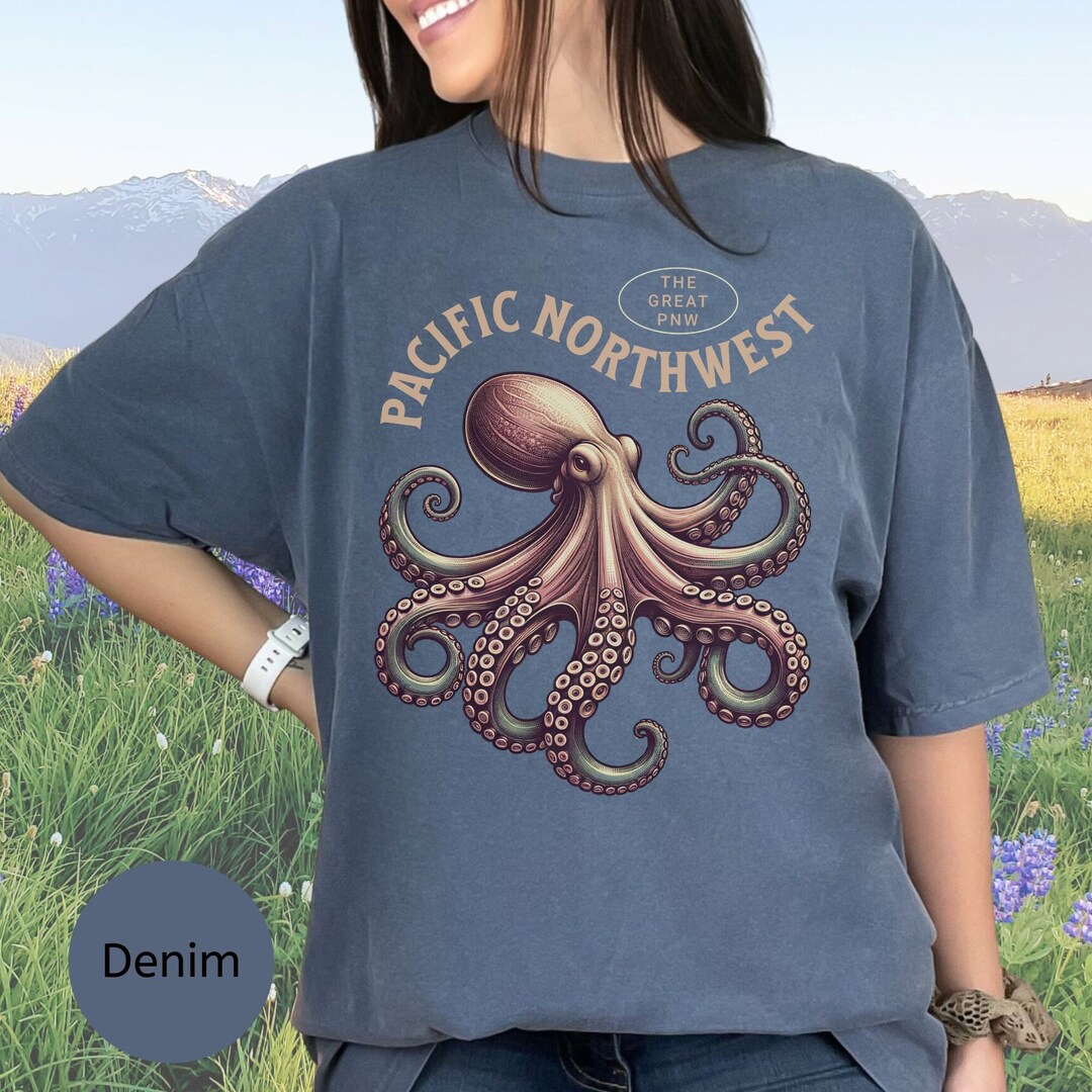 Vintage Style PNW Octopus Shirt, Comfort Colors Pacific Northwest ...