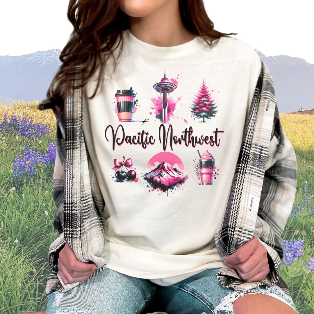 Pacific Northwest Pink and Black, Comfort Colors Dark Coquette Crewneck ...