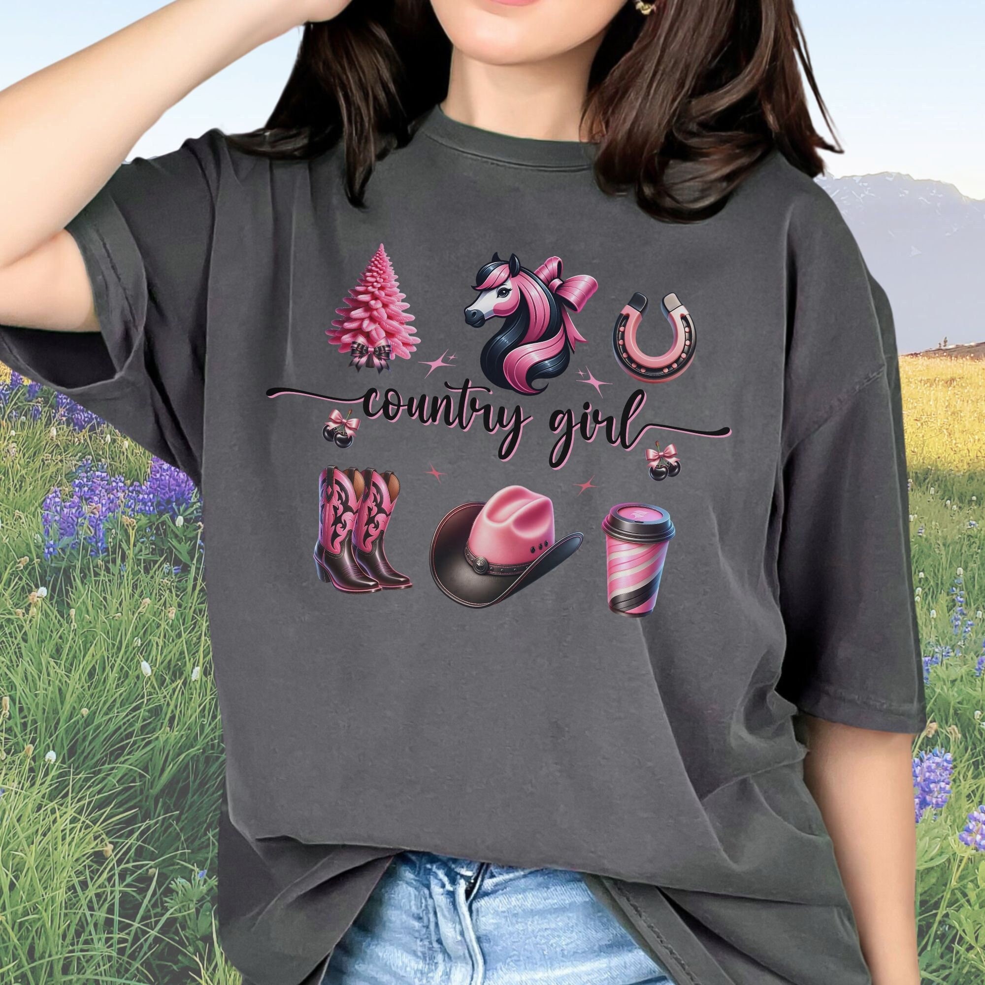 Dark Coquette Aesthetic, Comfort Colors Country Girl Vibes Crewneck ...