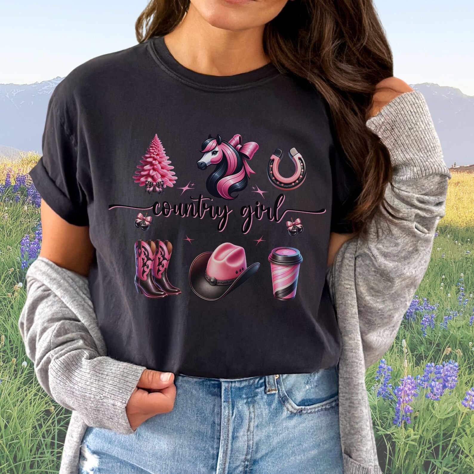 Dark Coquette Aesthetic, Comfort Colors Country Girl Vibes Crewneck ...