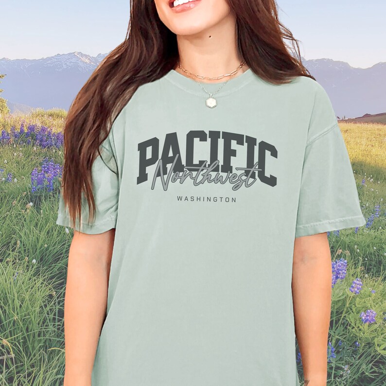 Pacific Northwest Collegiate Style, Comfort Colors Tshirt, PNW Vintage ...
