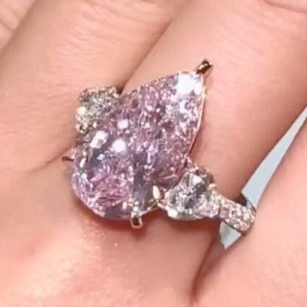 Pear Pink Stone Ring - Etsy