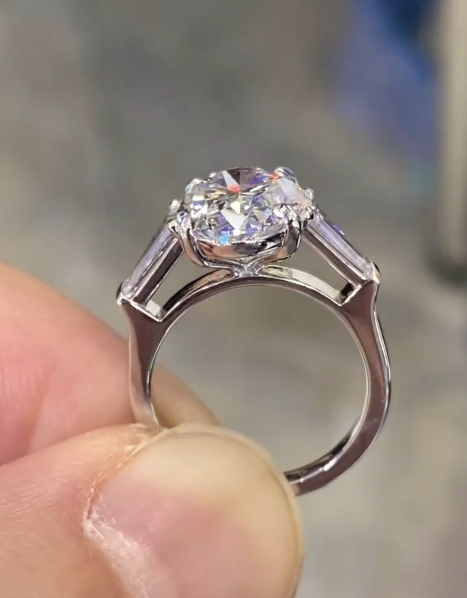 Oval Engagement Ring 3 Stone Wedding Anniversary Ring Gift for Her ...