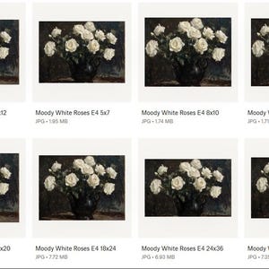 Muted White Roses Oil Painting | Vintage Floral Still Life Print ...