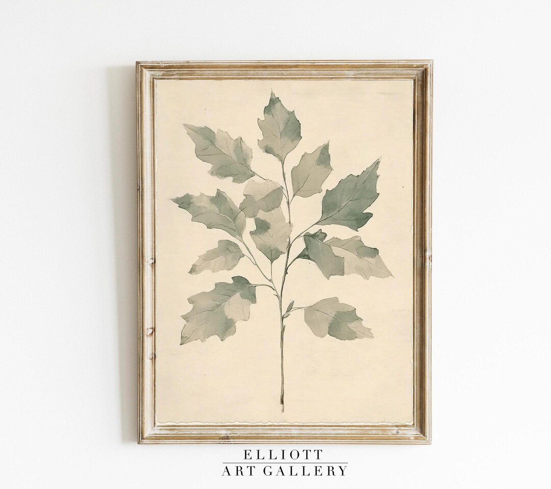 Vintage Oak Sketch | Autumn Leaf Decor | Spring Dining Room Decor ...