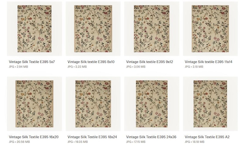 Vintage Silk Textile | Floral Vintage Art | Botanical Wall Decor ...