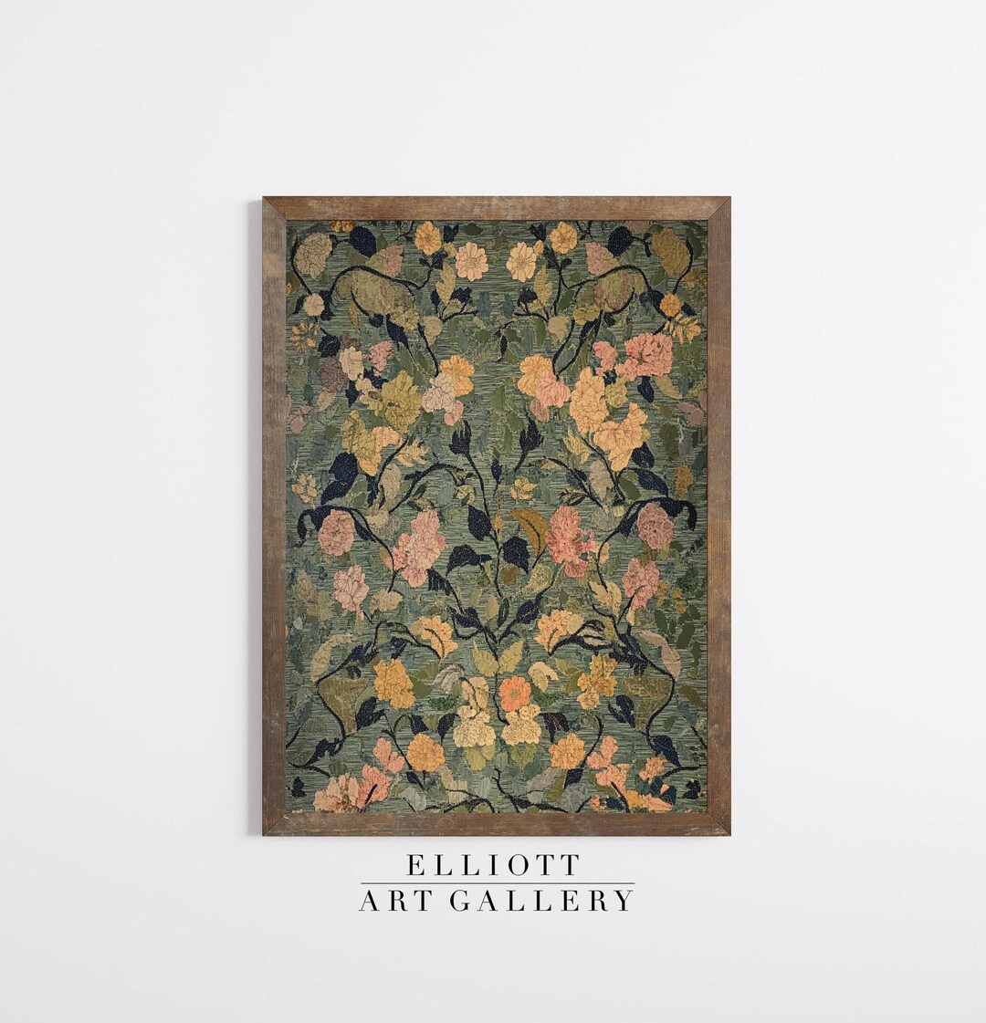 Textile Art | Vintage Tapestry Pattern | Green Vintage Tapestry ...