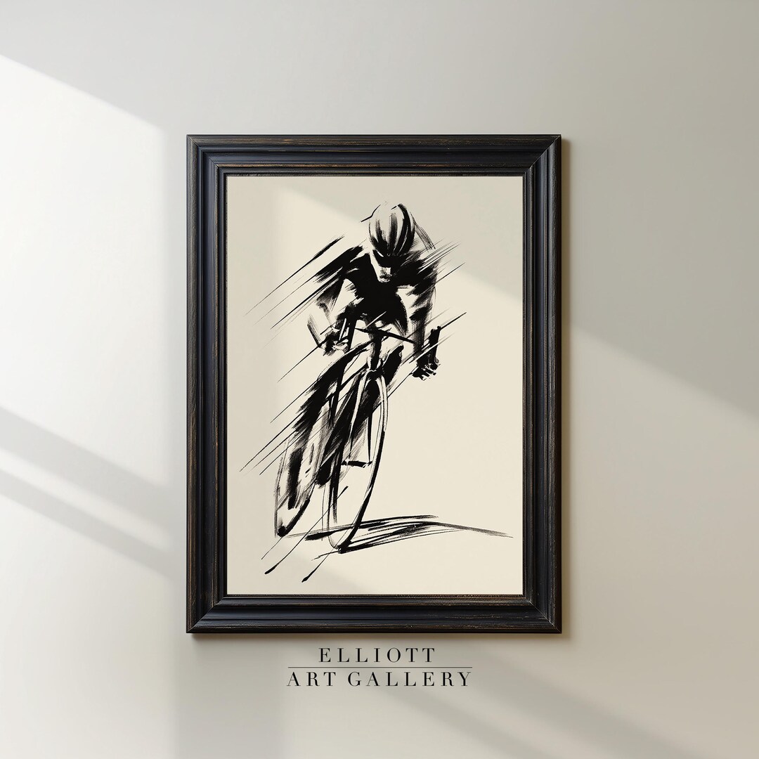 Sketch of a Cyclist | Modern Wall Decor | Minimalistic Portrait ...
