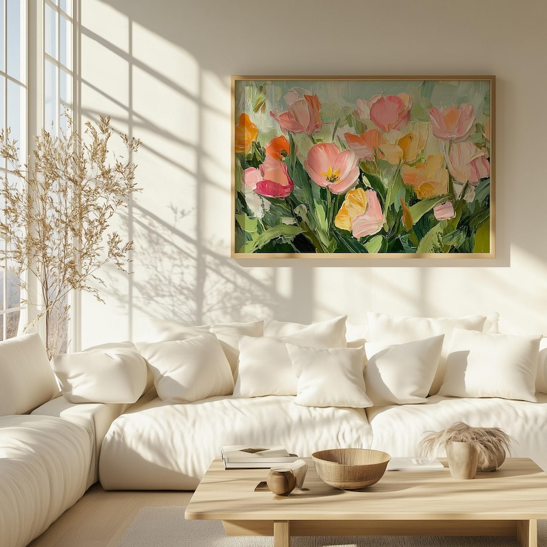 Abstract Spring Tulips PRINTABLE | Modern Botanical Wall Art Print ...