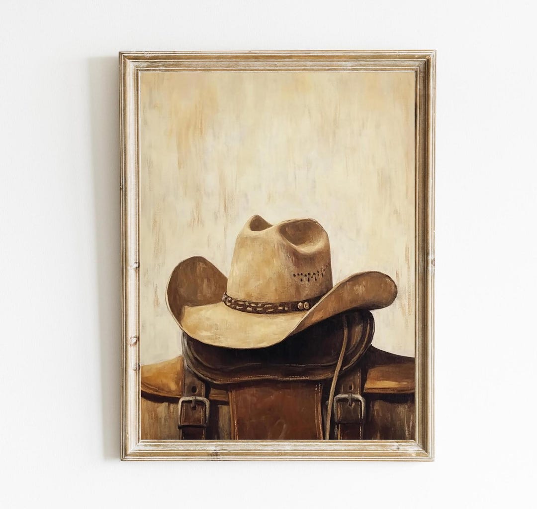 Cowboy Hat Print | Rustic Farmhouse Print | Rustic Still Life | Warm ...