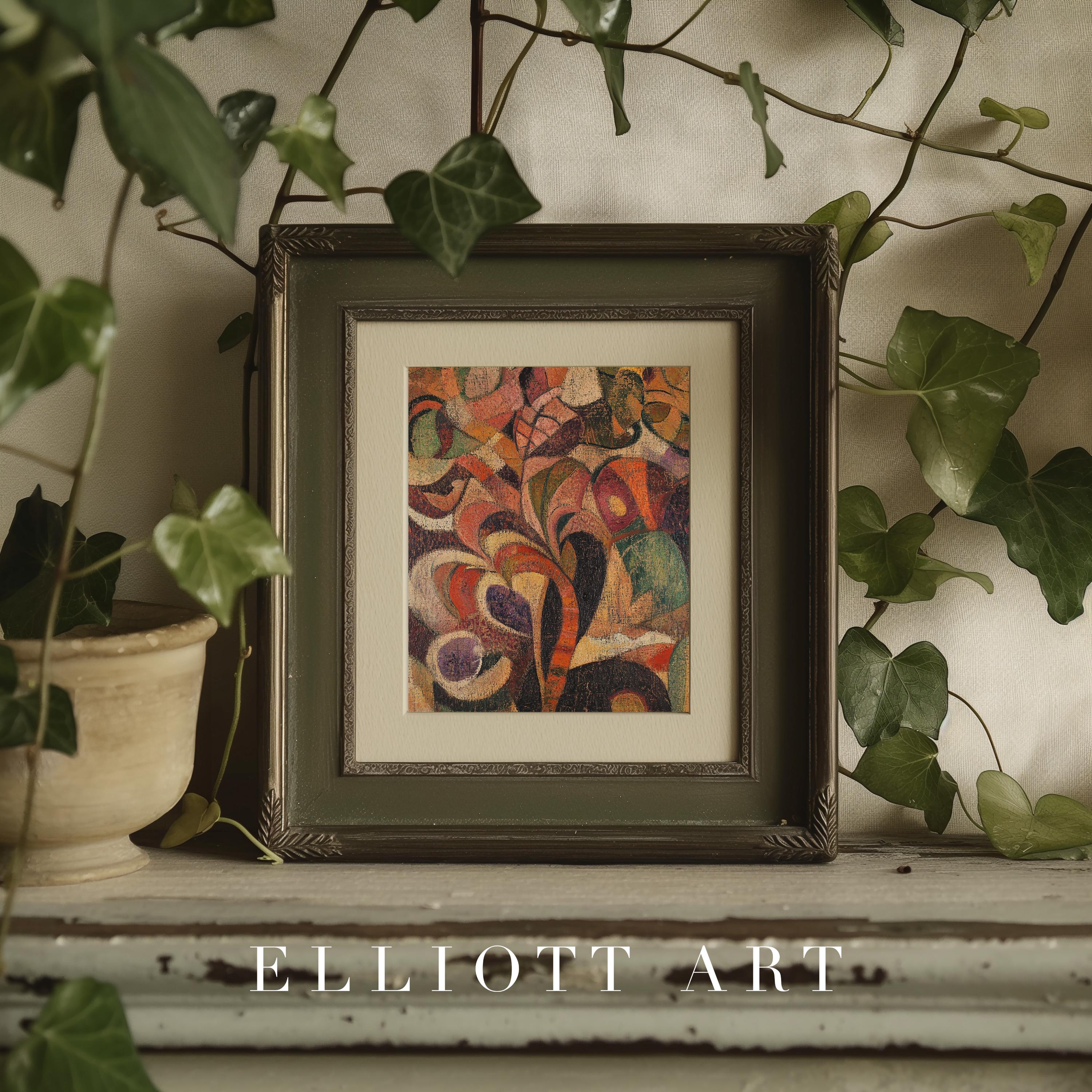 Vintage Abstract Botanical | Boho Botanical Print | Vintage Folk Art ...