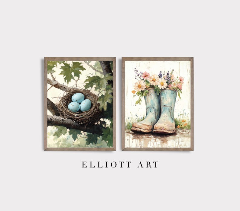 Spring Gallery SET of Six | Spring PRINTABLE Wall Art | Easter Art ...