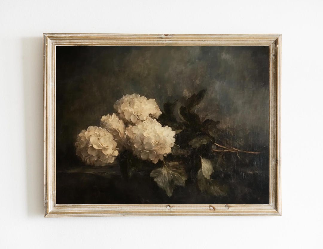 Dark Floral Still Life | Vintage Painting | Moody Floral Wall Print ...