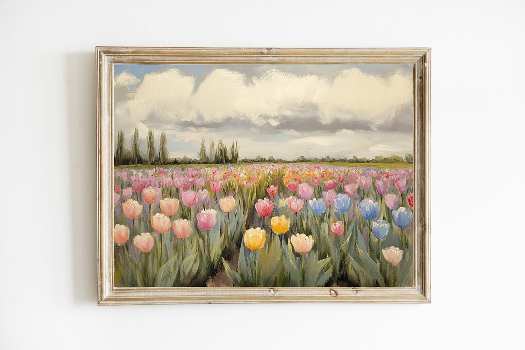 Dutch Spring Landscape | Farmhouse Wall Decor | Amsterdam Tulip Fields ...