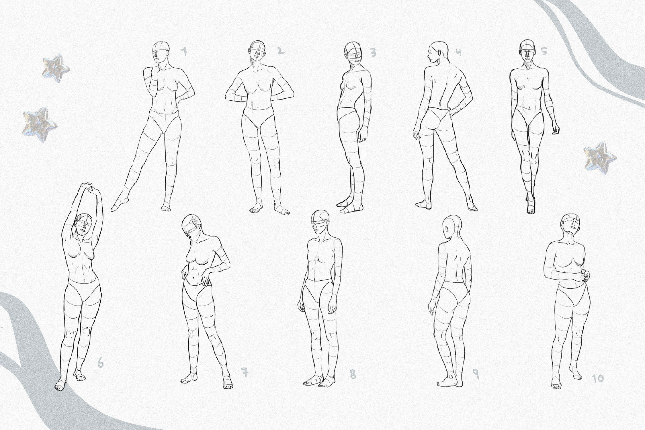 Procreate Body Poses Stamp 15 Different Pose Stamp Model Guide to ...