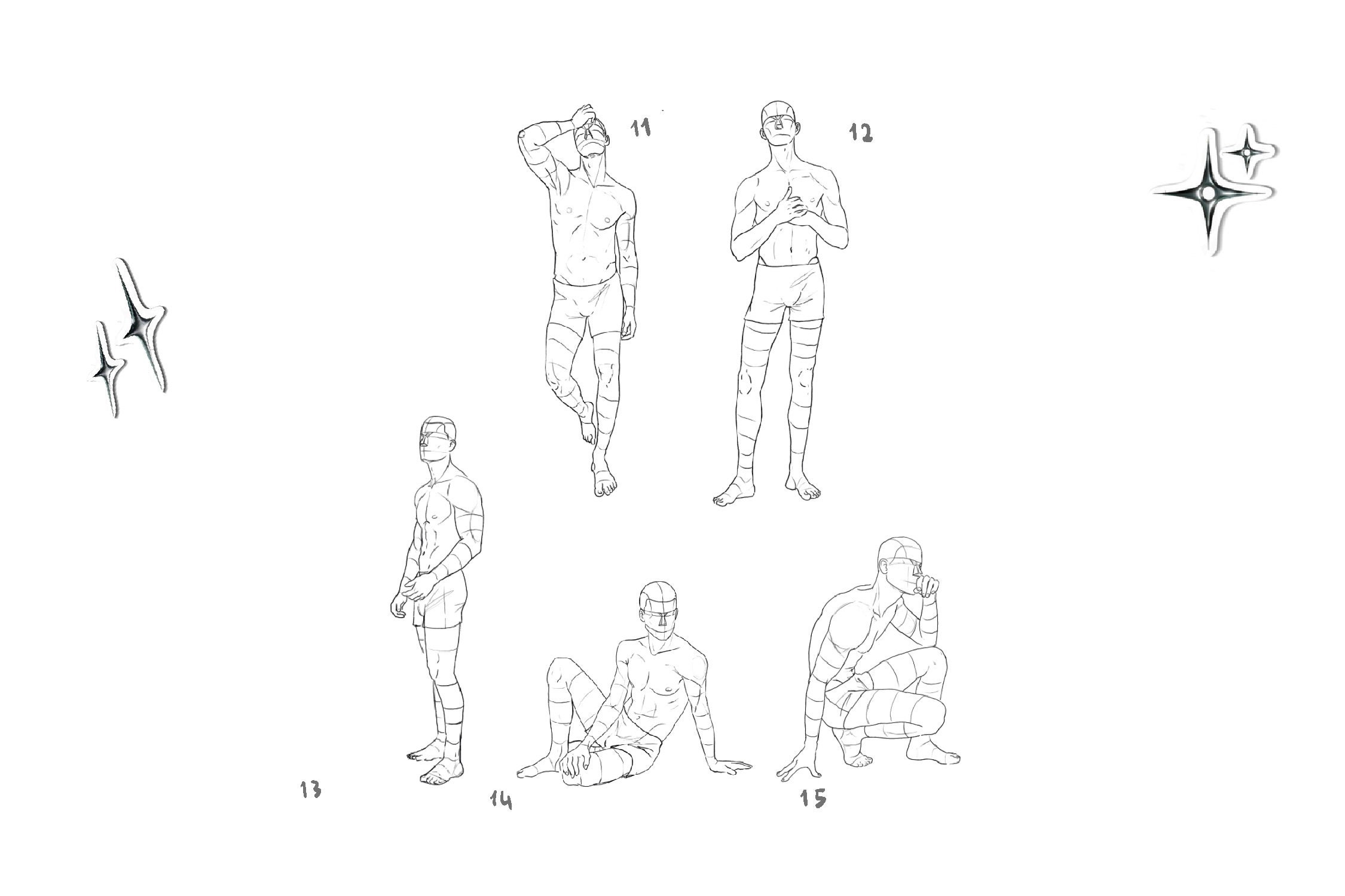 Procreate Men Poses Stamp | 15 Different Pose Stamp Model | Guide to ...