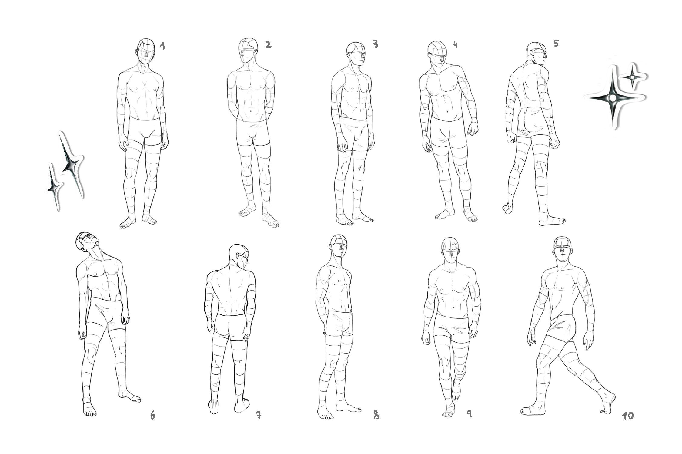 Procreate Men Poses Stamp 15 Different Pose Stamp Model Guide to ...