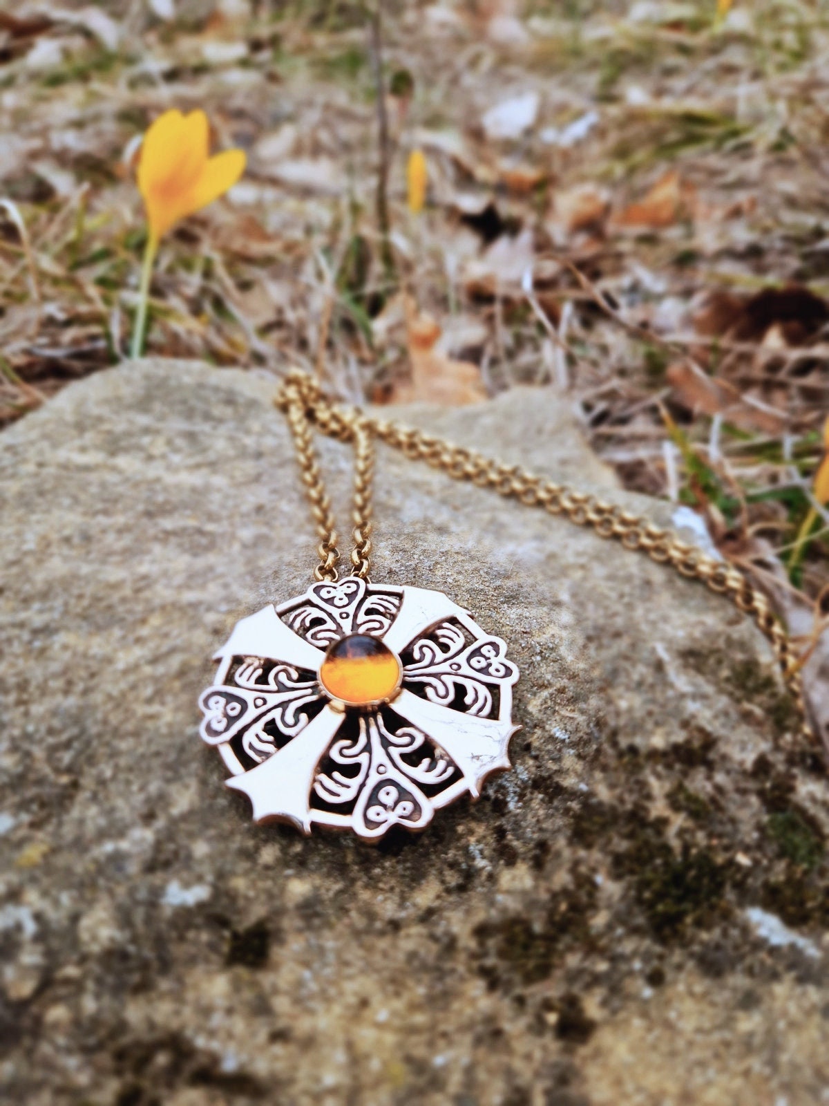 Kuukiven Koru Kalevala Koru Finland Vintage Bronze and Amber Necklace ...