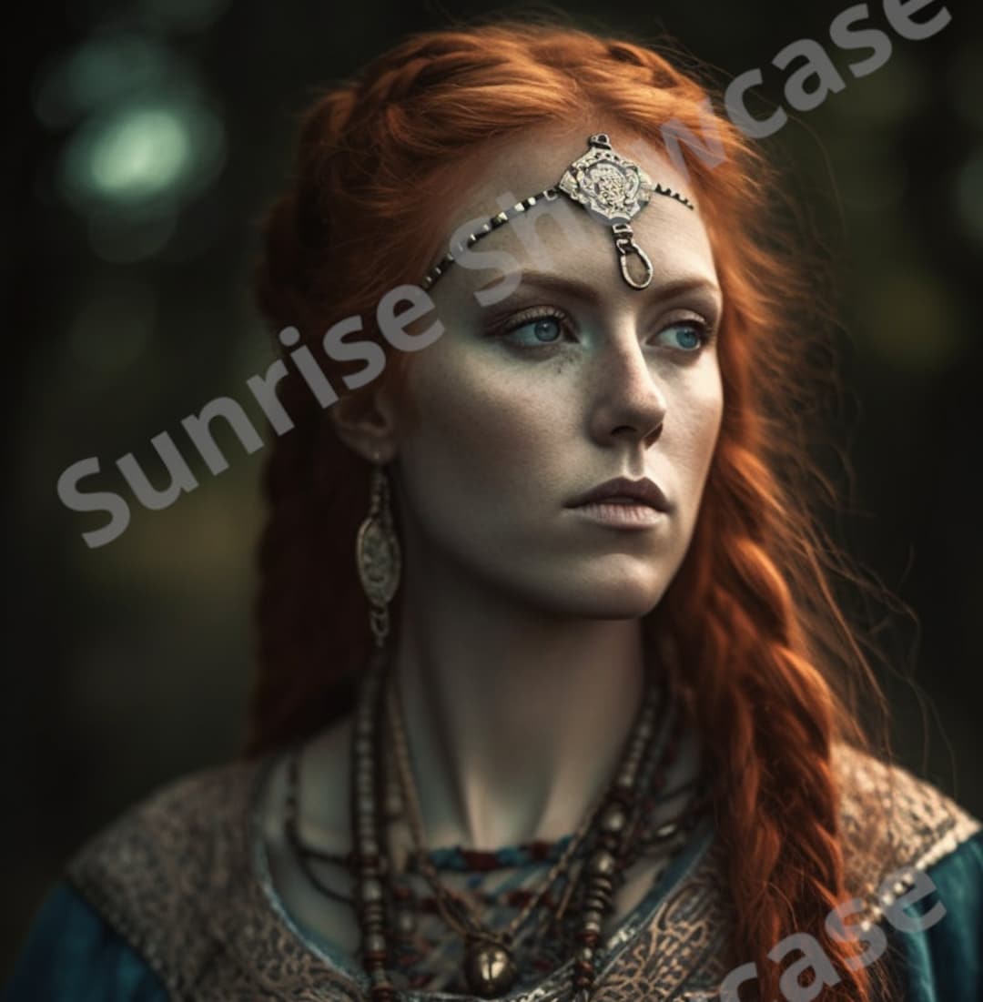 Freyja Norse Goddess Wearing Brísingamen Necklace Digital Image Holding ...