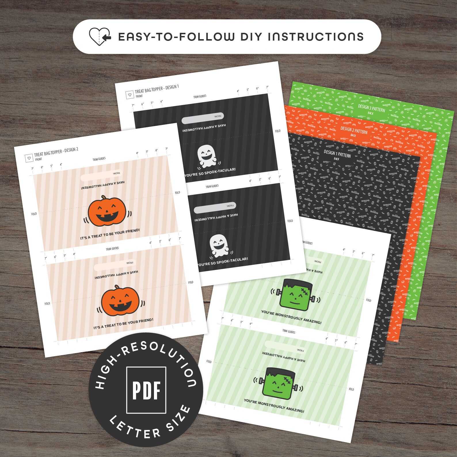 Halloween Printable Treat/candy/goodie Bag Topper, Instant Digital ...